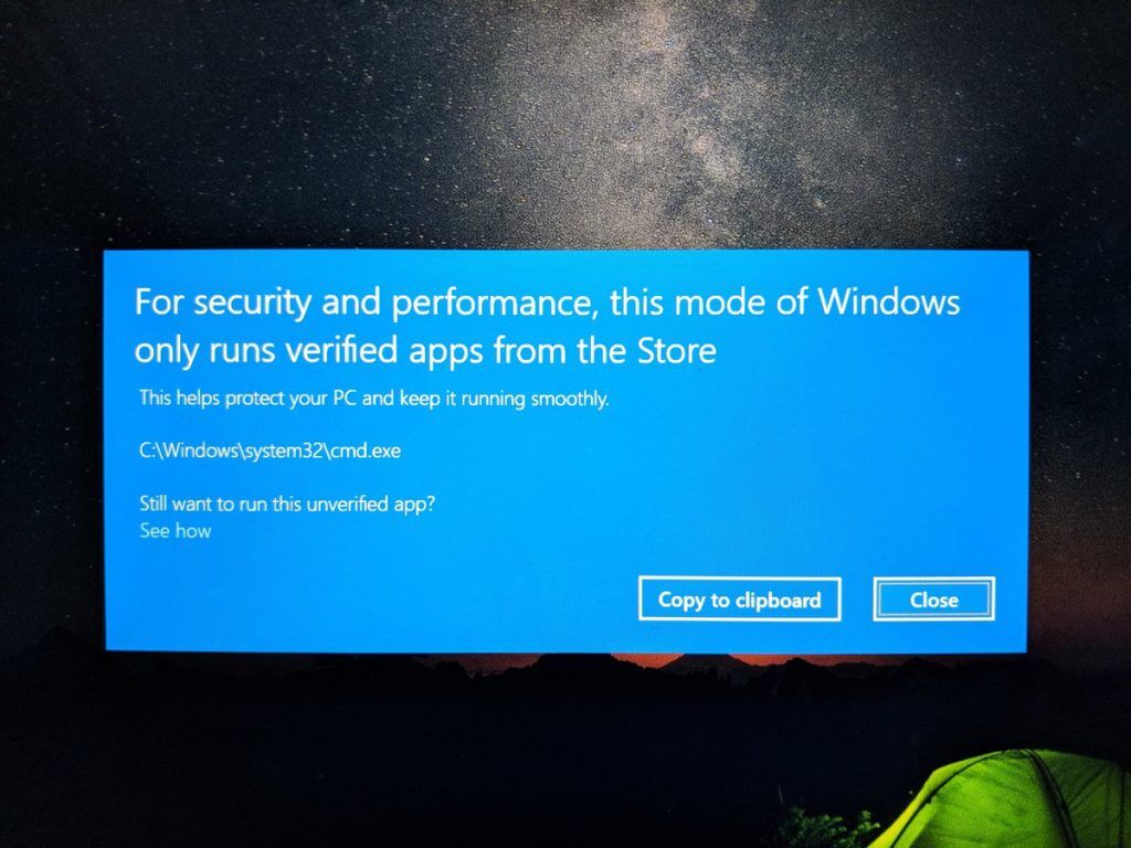 (SOLVED)Fix "This mode of Windows only runs verified apps from the Store"