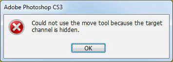 Fix: "Could not use move tool because the target channels is hidden" Popup